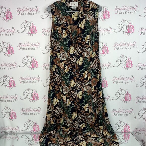 Jessica | Dresses | Jessica Dress Long Maxi Leafs Tropical Floral Dress ...
